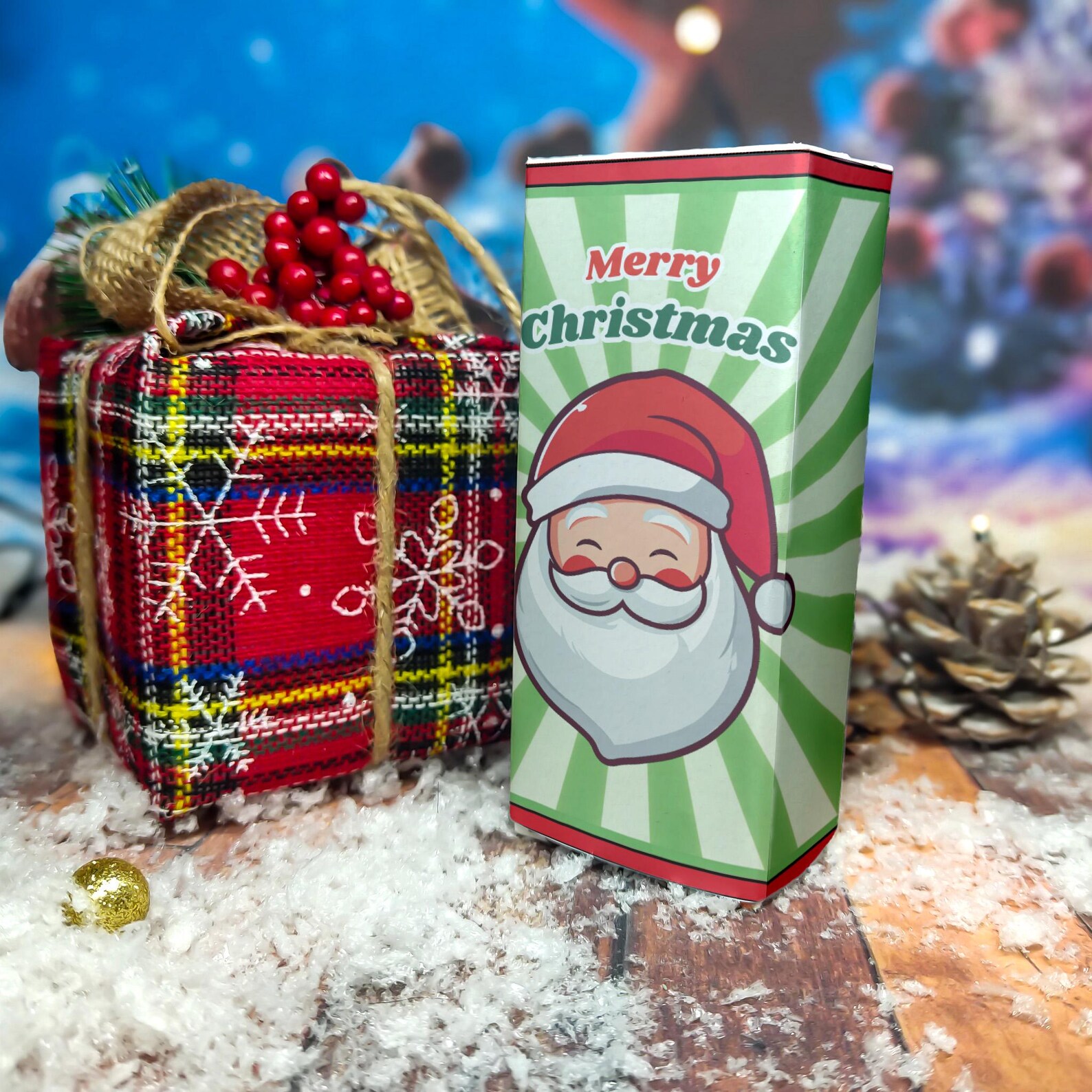 Christmas Juice Box Wrappers for Kid, Cute Santa, Printable Classroom ...
