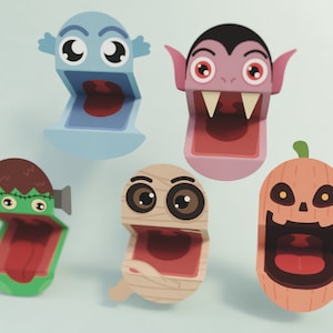 Halloween Puppets Printable Templates Set of 5 Iconic Characters DIY ...