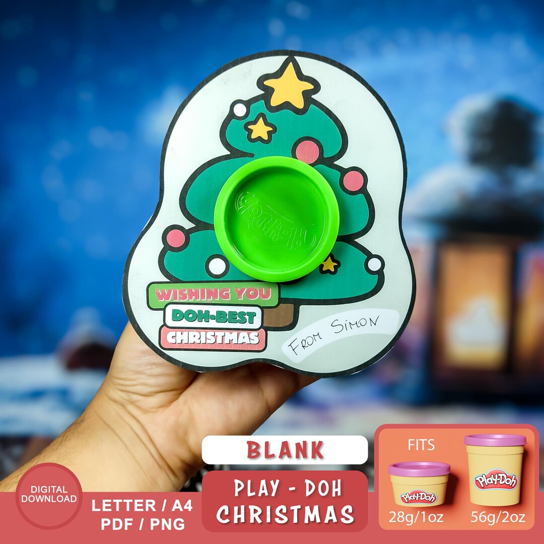 Blank Christmas Play-doh Holder, Cute Christmas Tree, Printable Non ...