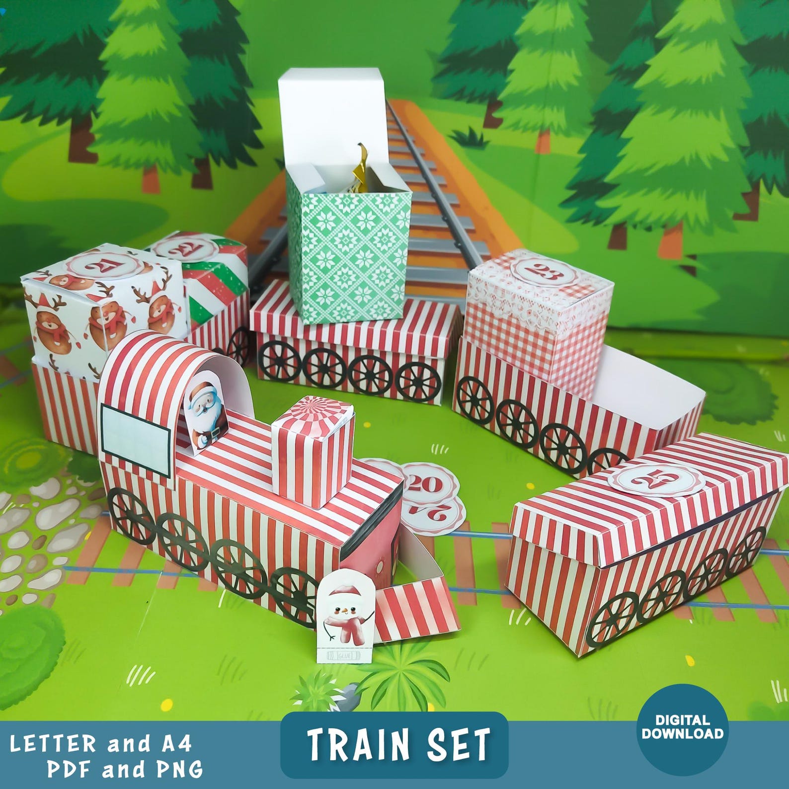 Printable Set Train DIY Locomotive and Wagons Train Printable ...
