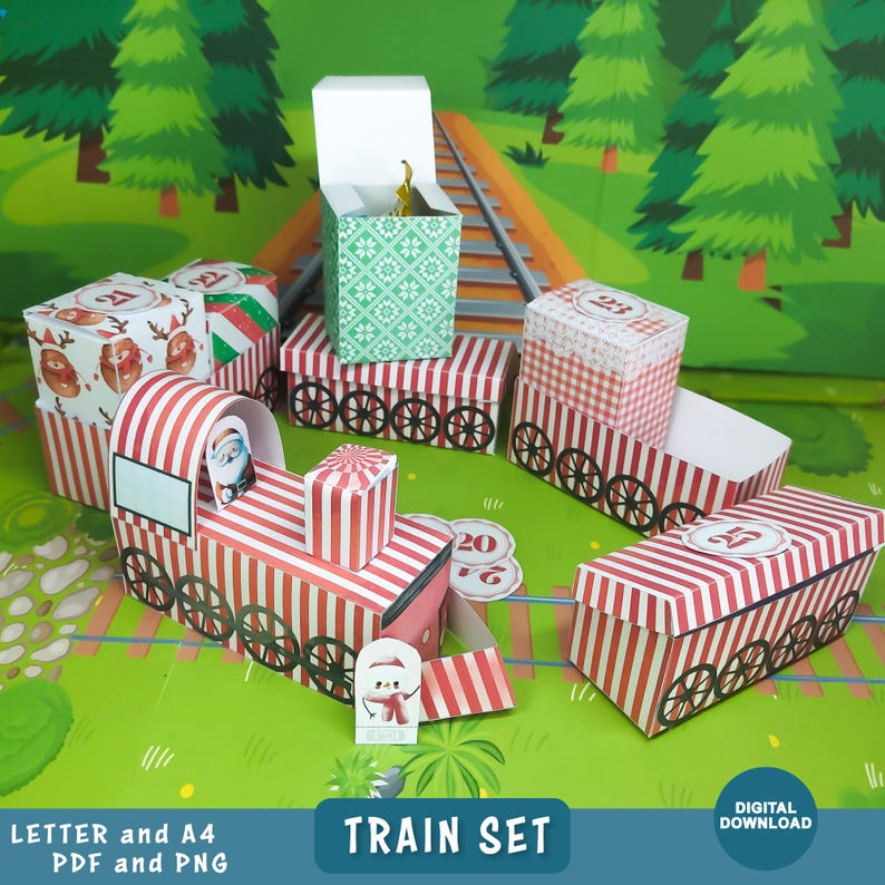 Printable Set Train DIY Locomotive and Wagons Train Printable ...