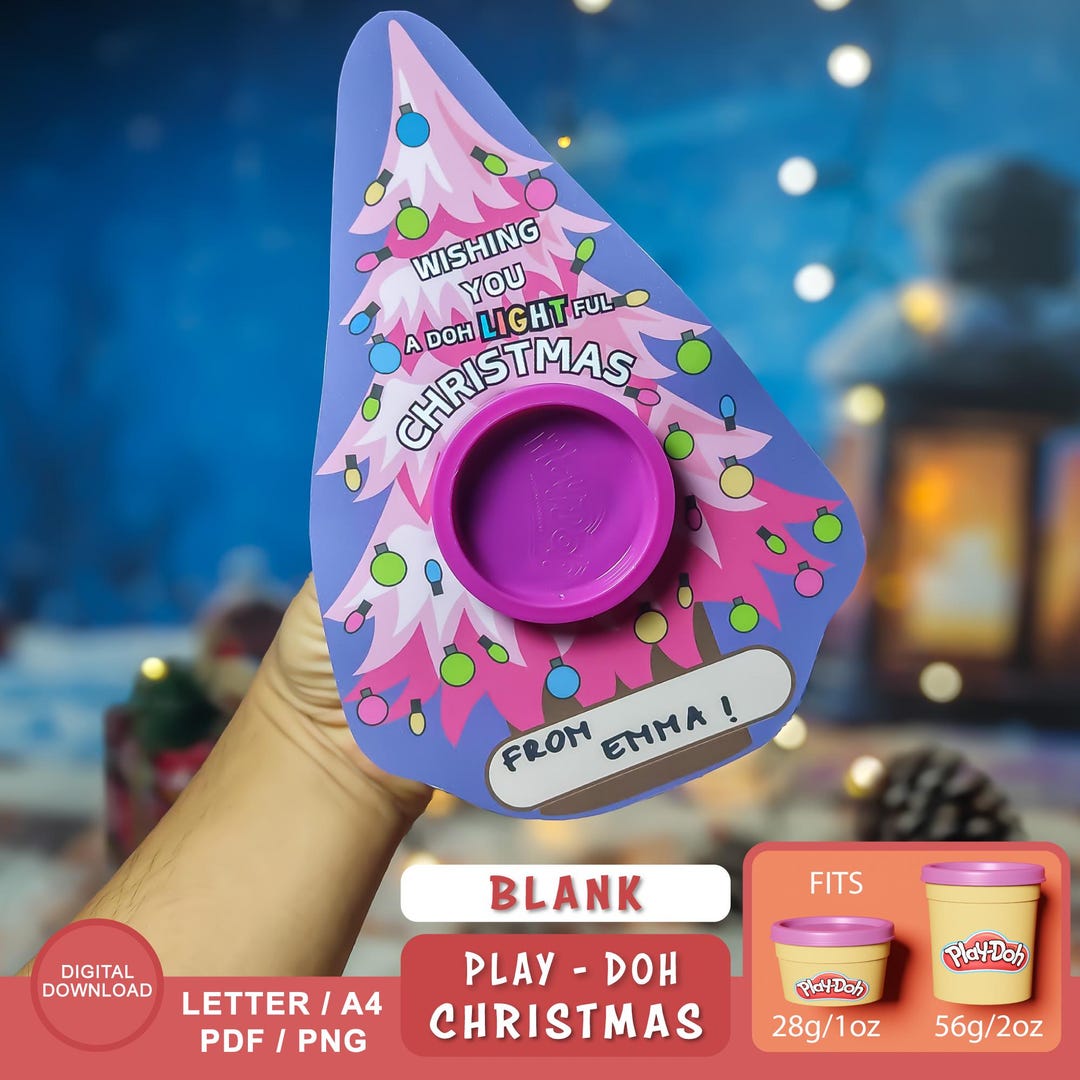 Christmas Play-doh Holder, Printable Non-candy Favor (digital Download ...