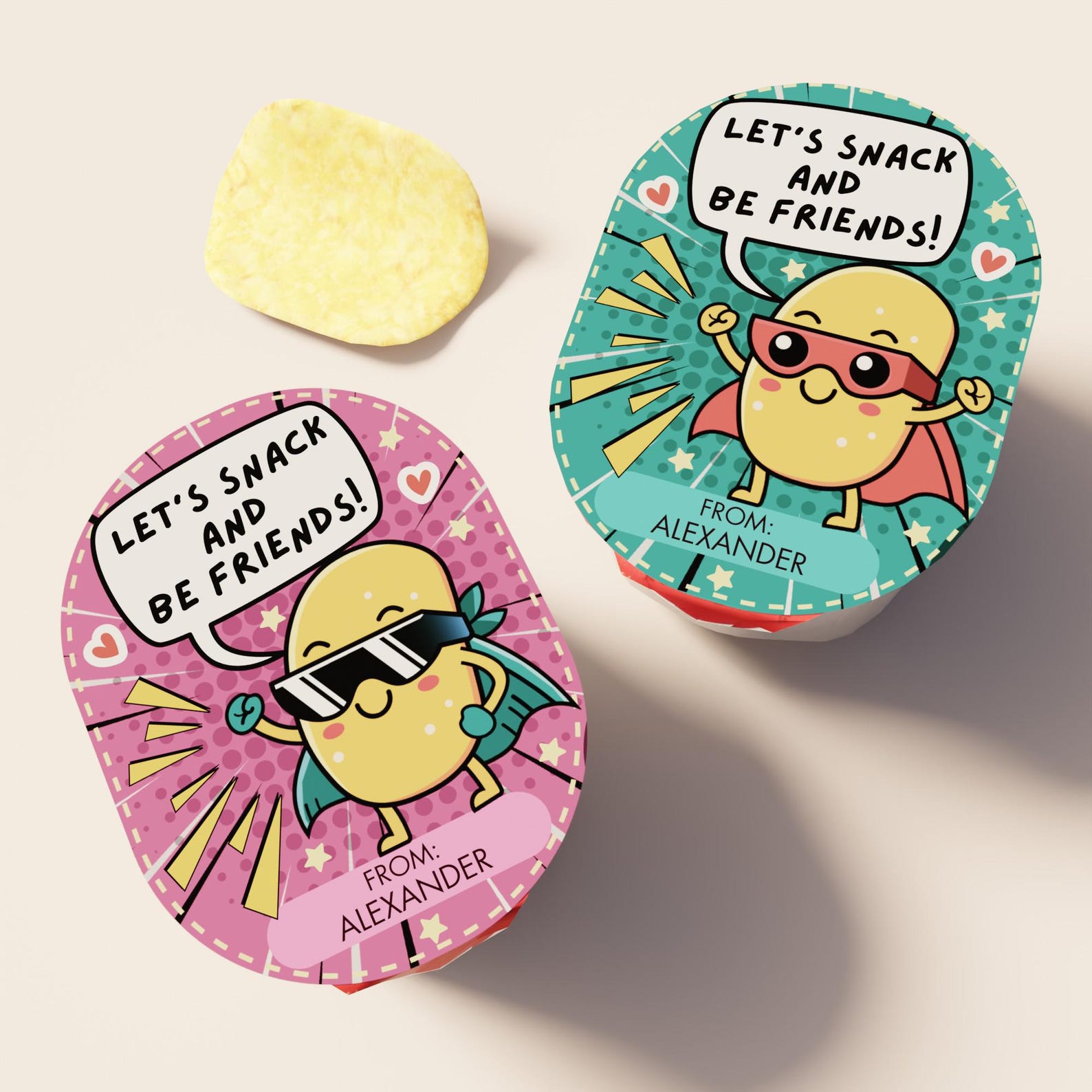 Printable Valentine Chip Snack Labels for Kids, Editable Pringles Tags ...