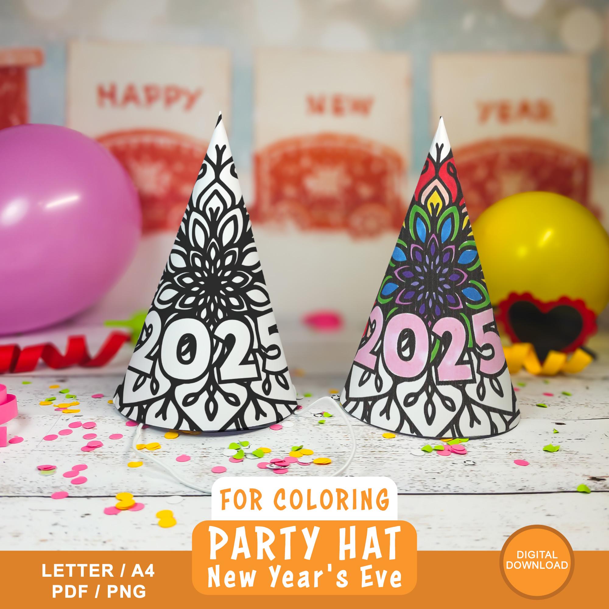 Coloring DIY Kids New Year's Eve Party Hat Printable Craft for ...