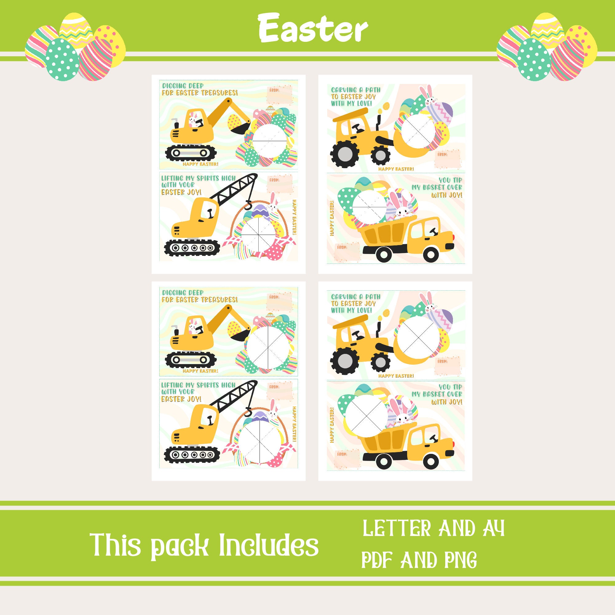 Play-doh and Truck Themed Easter Cards Construction Truck Easter Fun ...