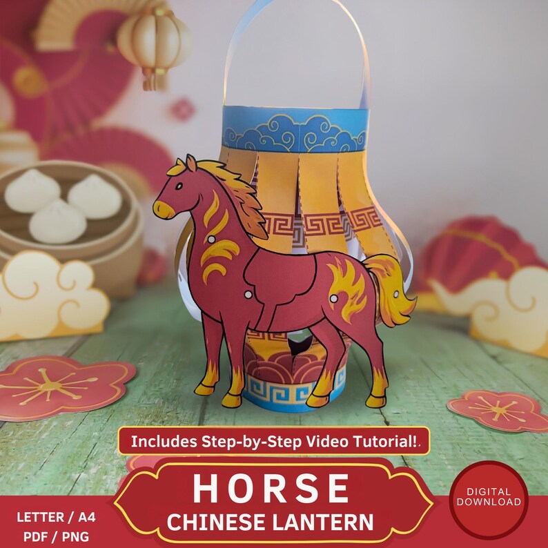 Printable Chinese New Year Paper Lantern Craft Kit, DIY Lantern for ...