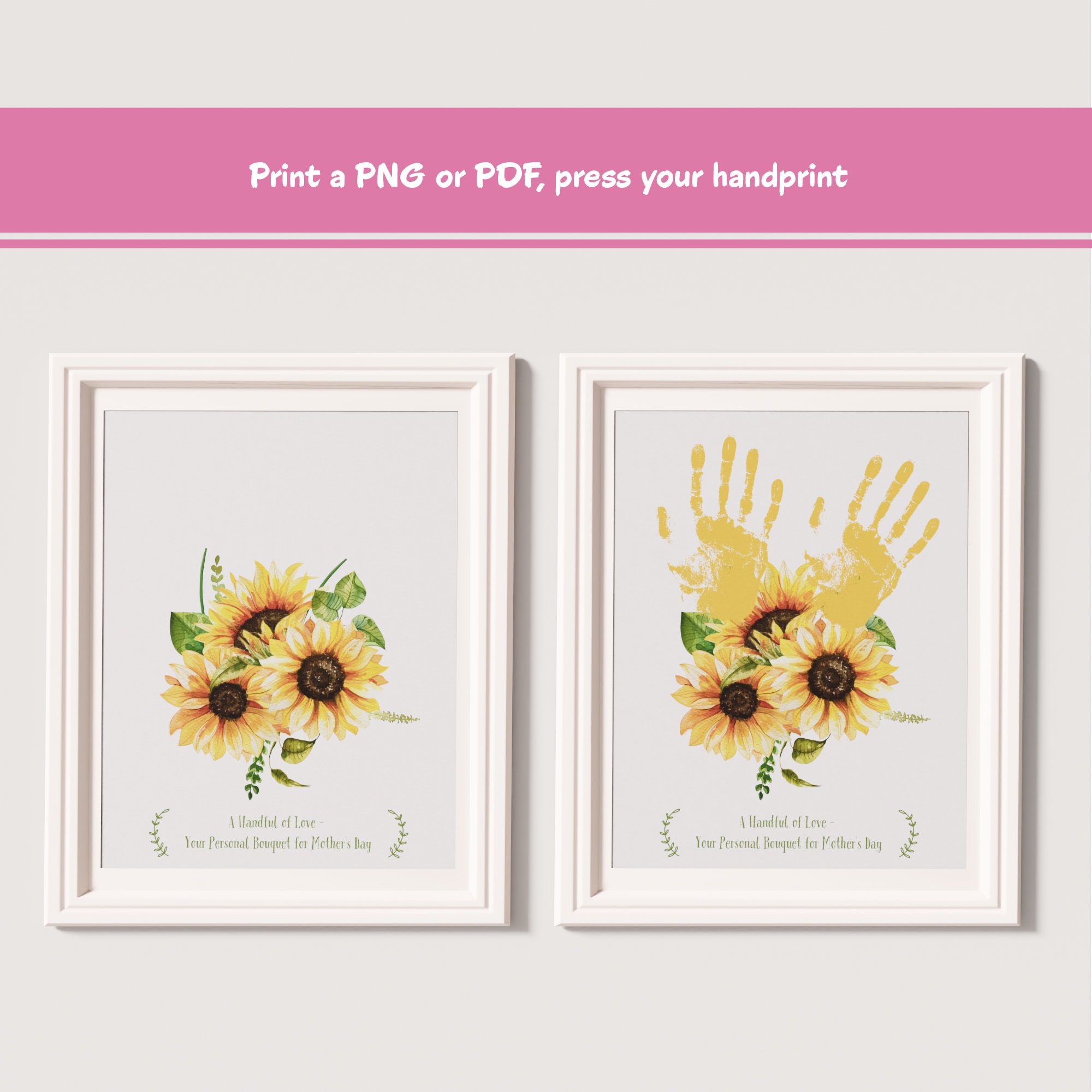 Mother's Day Handprint Art Print Floral Bouquet Keepsake for Mom ...