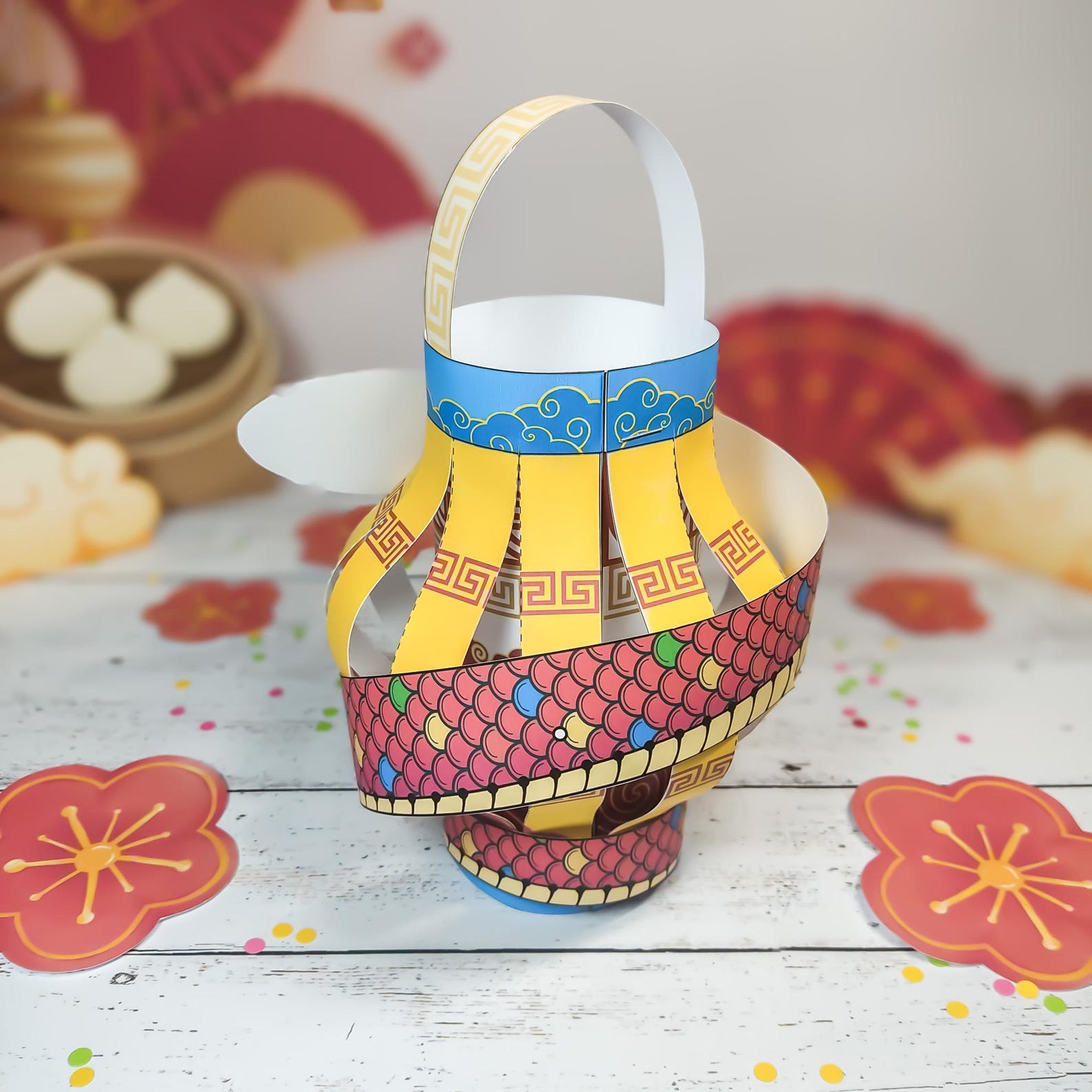 Printable Chinese New Year Paper Lantern Craft Kit, DIY Lantern for ...