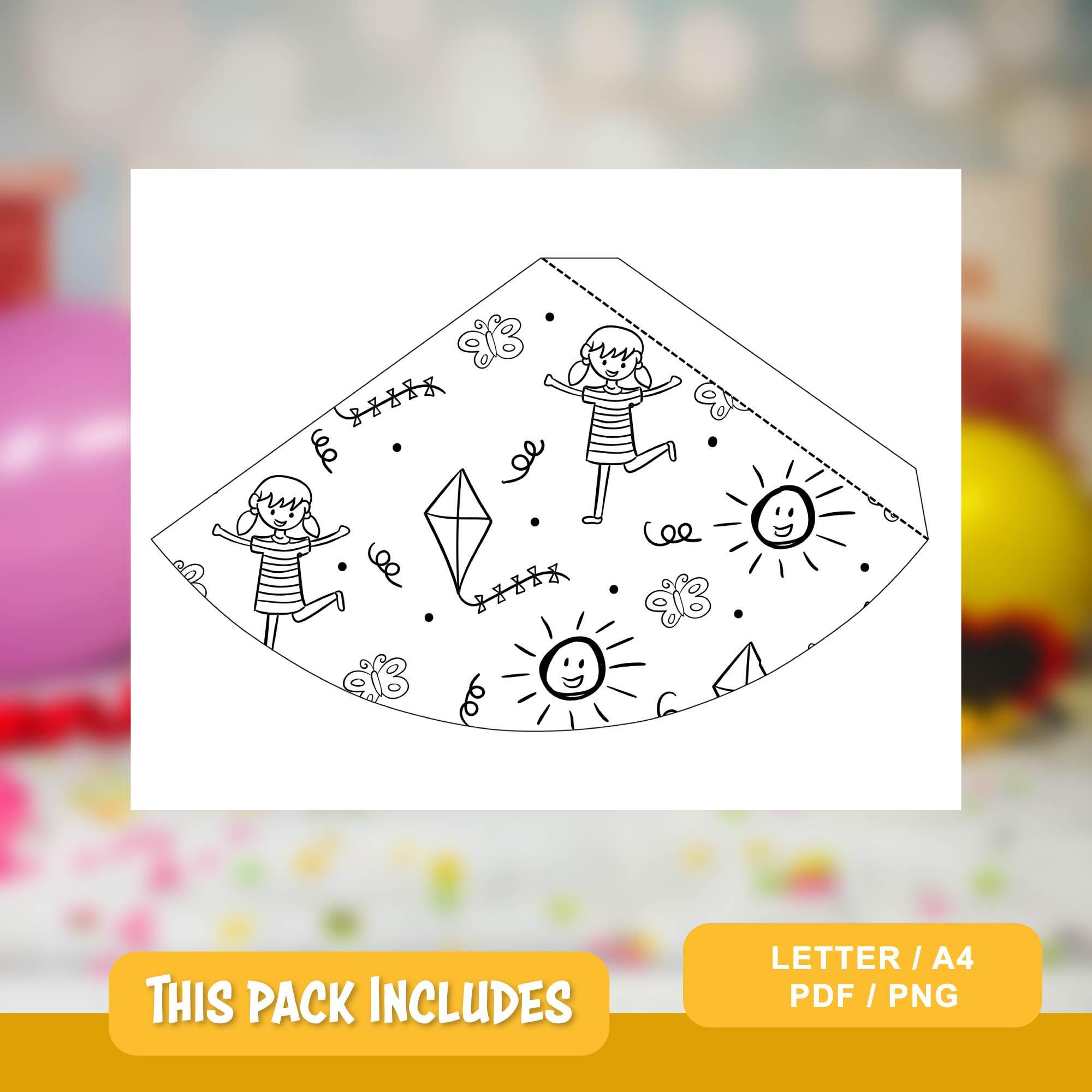 Coloring DIY Kids Party Hat, Printable Paper Hat for Coloring, Fun ...