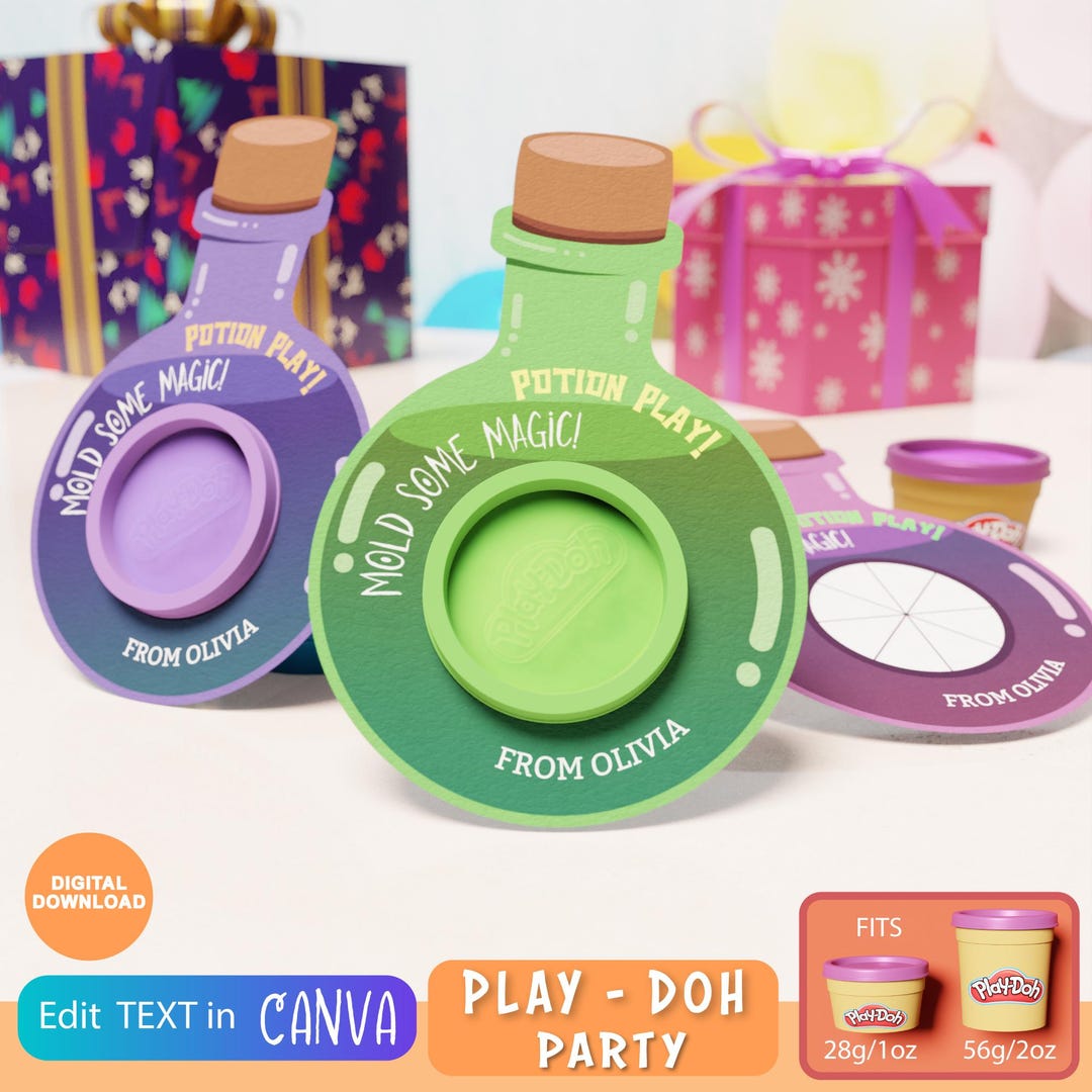 Play-doh Card for Birthday Party, Party First Birthday, Potion Bottle ...