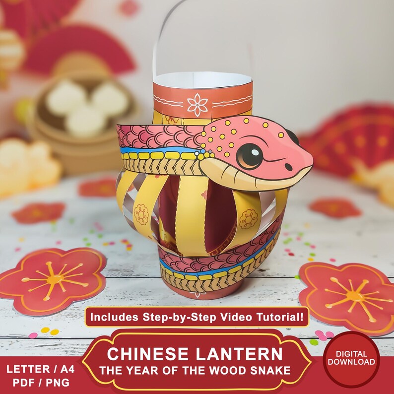 Printable Chinese New Year Paper Lantern Craft Kit, DIY Lantern for ...