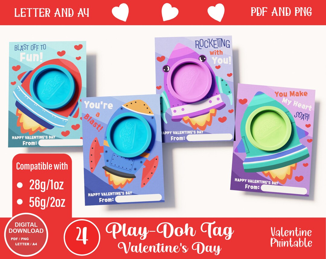 Fun Dough Valentines: Play-doh Gift Cards for Boys, Exciting Play-doh ...