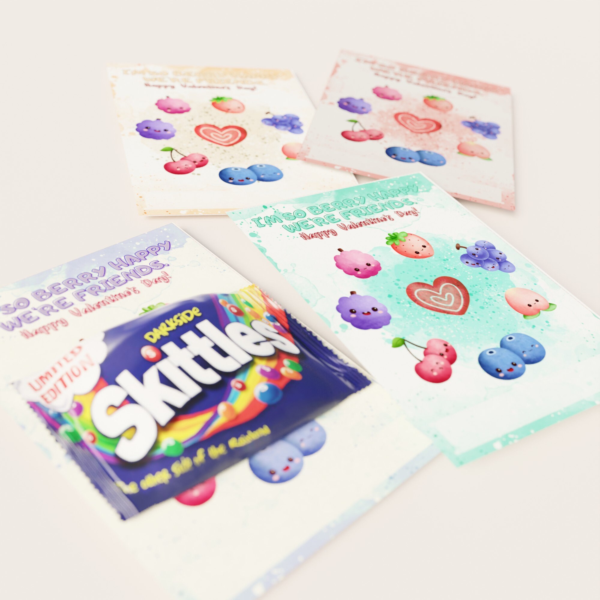 Sweet Rainbow Wishes Printable Skittles-themed Valentine's Cards, Share ...
