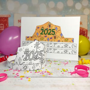 Coloring DIY Kids New Year's Eve Party Hat Printable Craft for ...