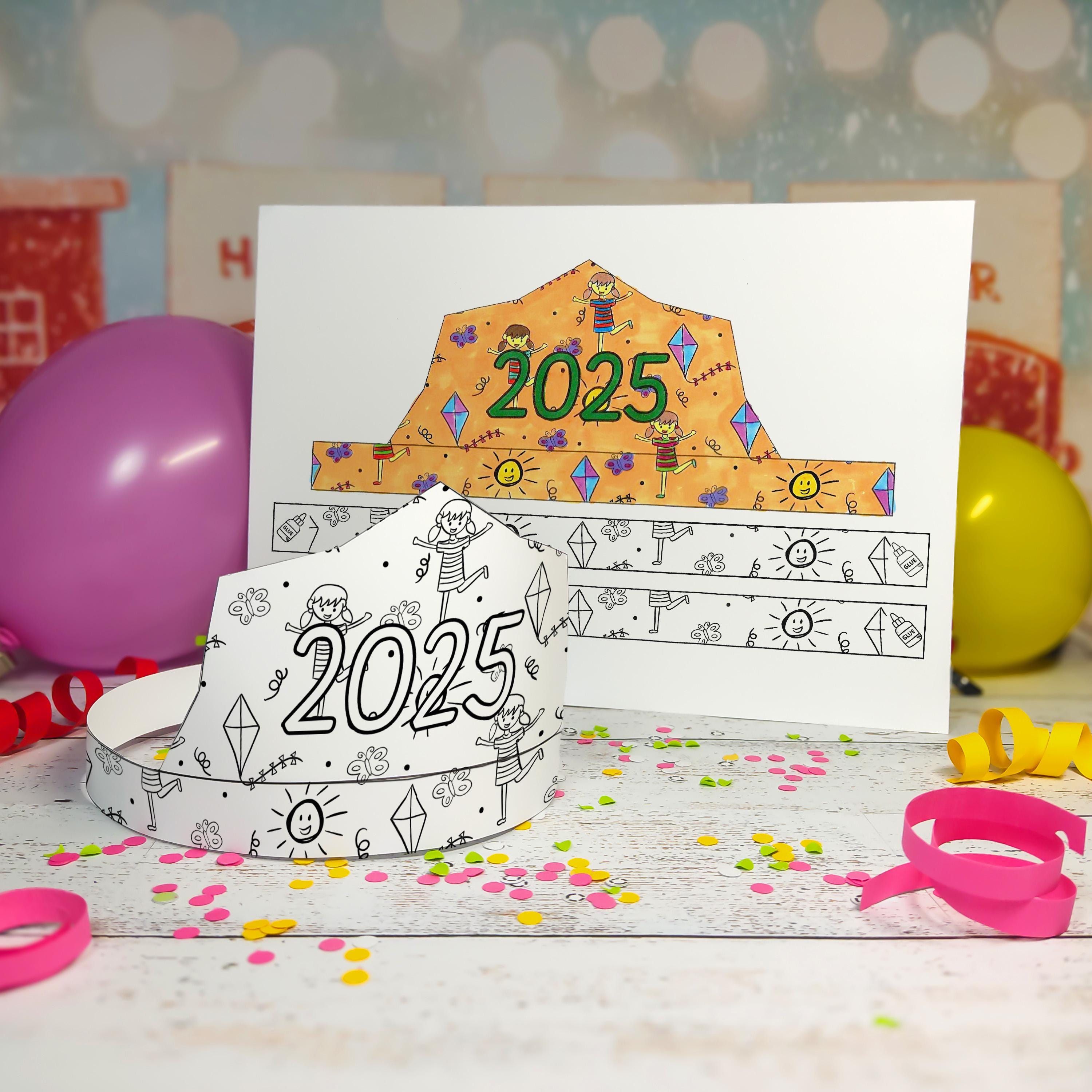 Coloring DIY Kids New Year's Eve Party Hat Printable Craft for ...