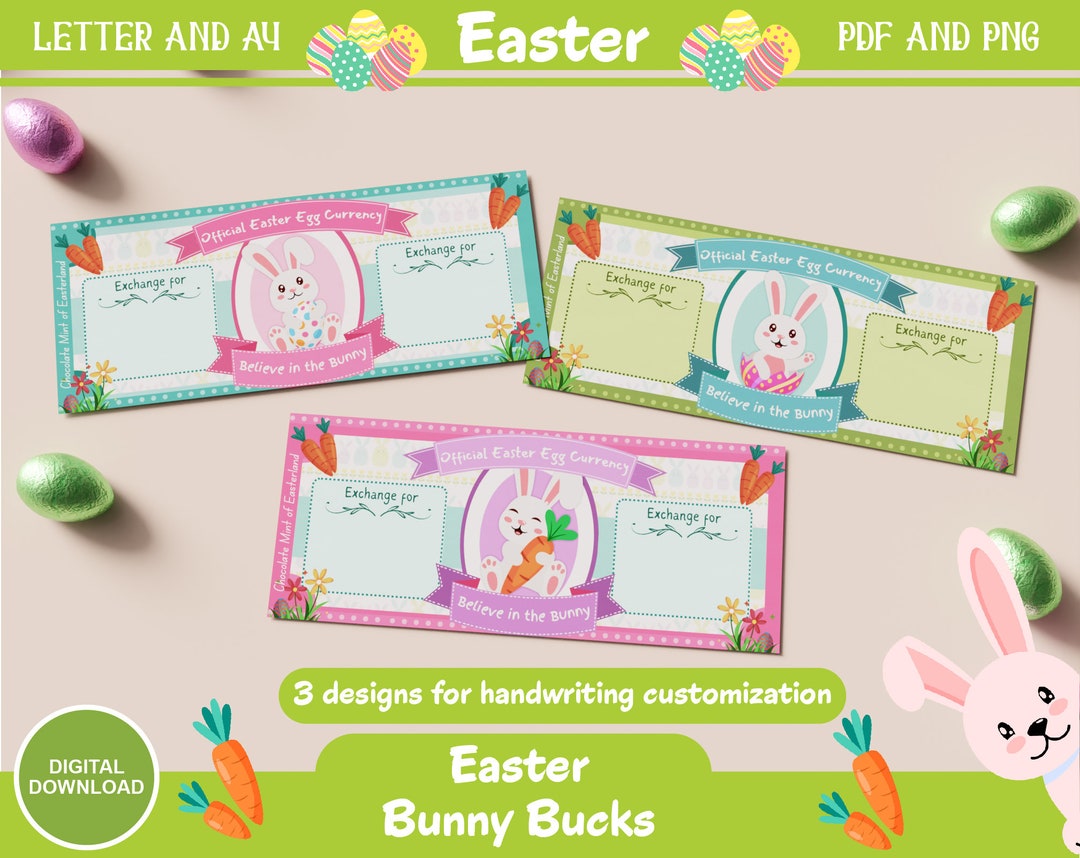 Easter Bunny Bucks - Fun Easter Play Money for Egg Fillers and Coupons ...