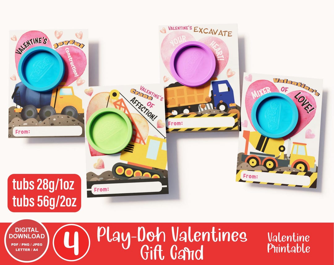 Play-doh and Truck Themed Valentine's Cards, Unique Play-doh ...