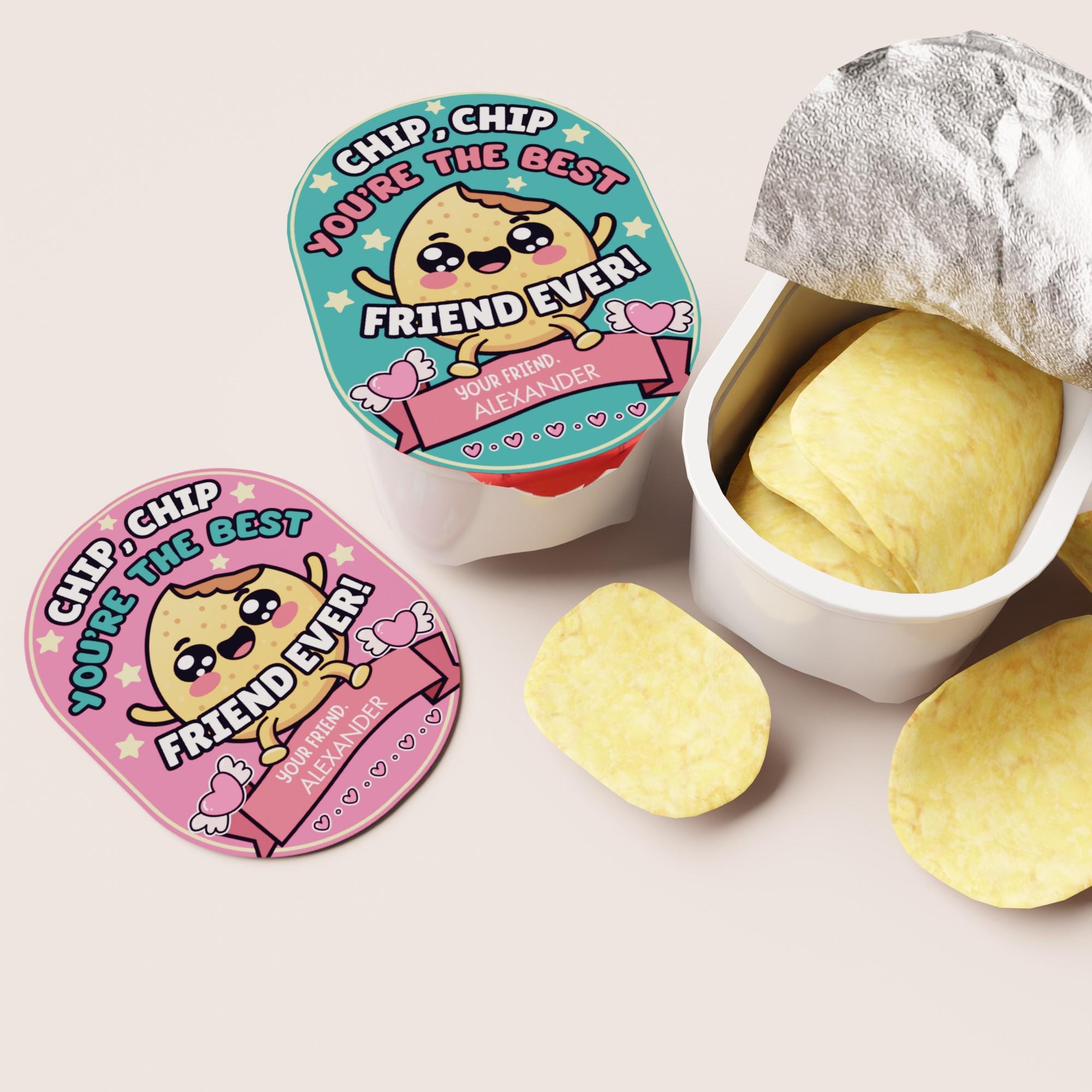 Printable Valentine Chip Snack Labels for Kids, Editable Pringles Tags ...