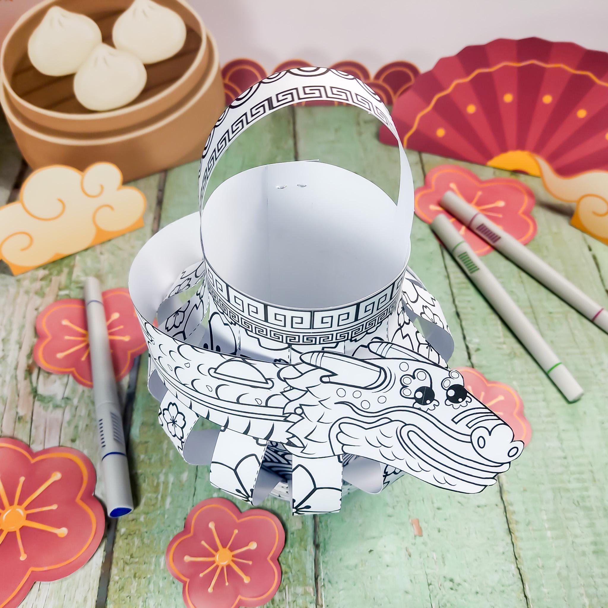 Coloring Chinese New Year Paper Lantern Craft Kit, Printable DIY ...