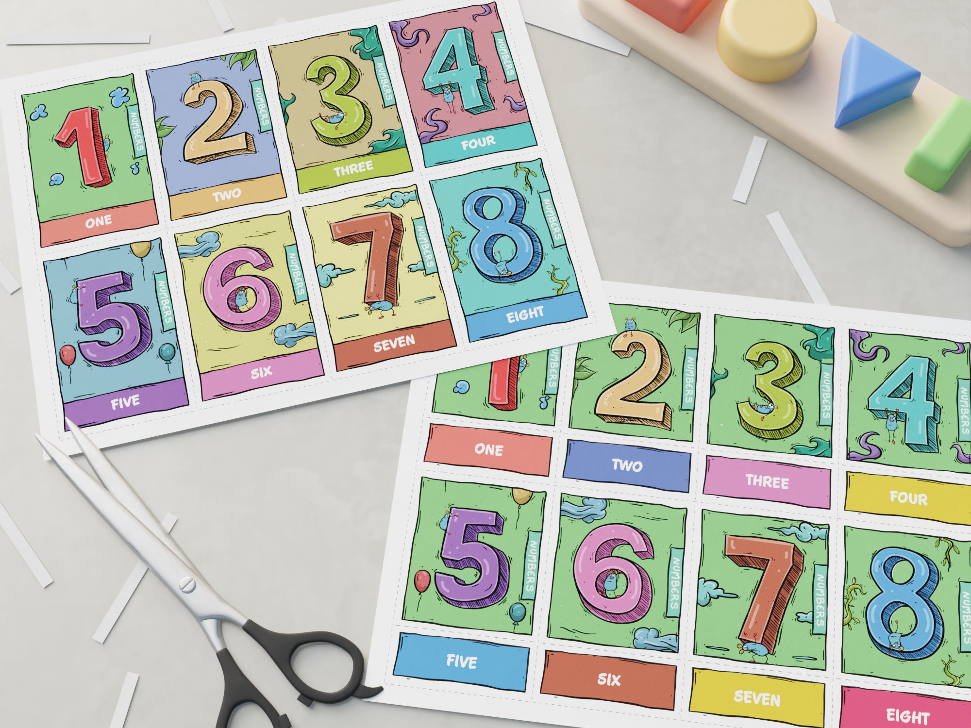 Printable Preschool Flashcards Numbers 1-30 Vibrant Colors Two Sets ...