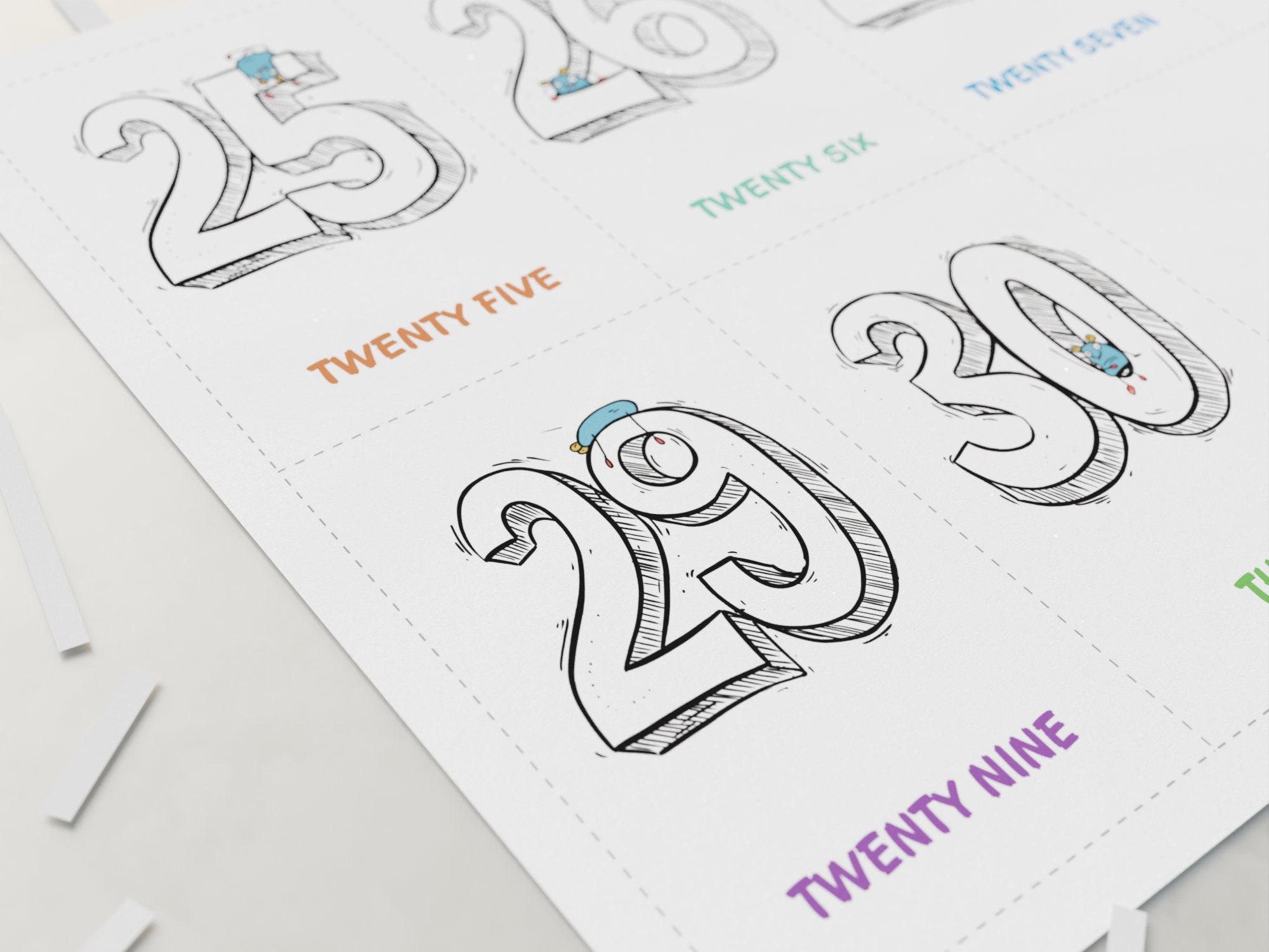 Printable Preschool Flashcards Numbers 1-30 for Coloring Numerals - Etsy