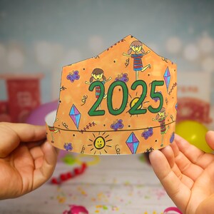 Coloring DIY Kids New Year's Eve Party Hat Printable Craft for ...