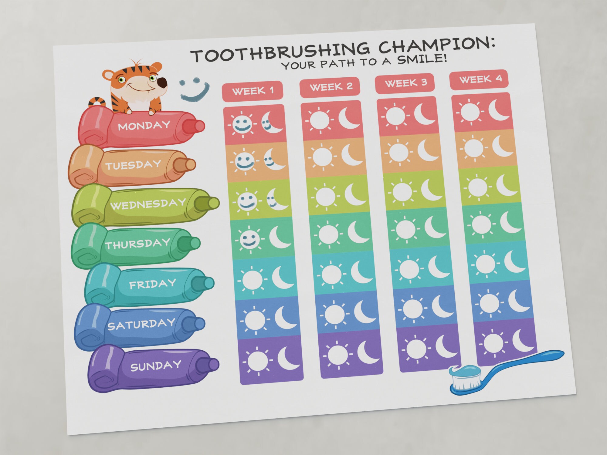Delightful Teeth Brushing Chart, Tooth Chart, Interactive Dental Care ...