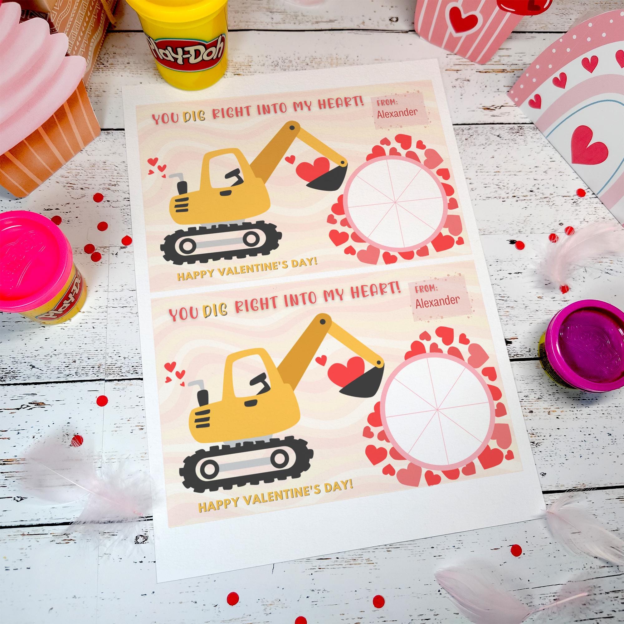 Editable Play-doh Truck Valentine's Holder, Non-candy Classroom Gift ...