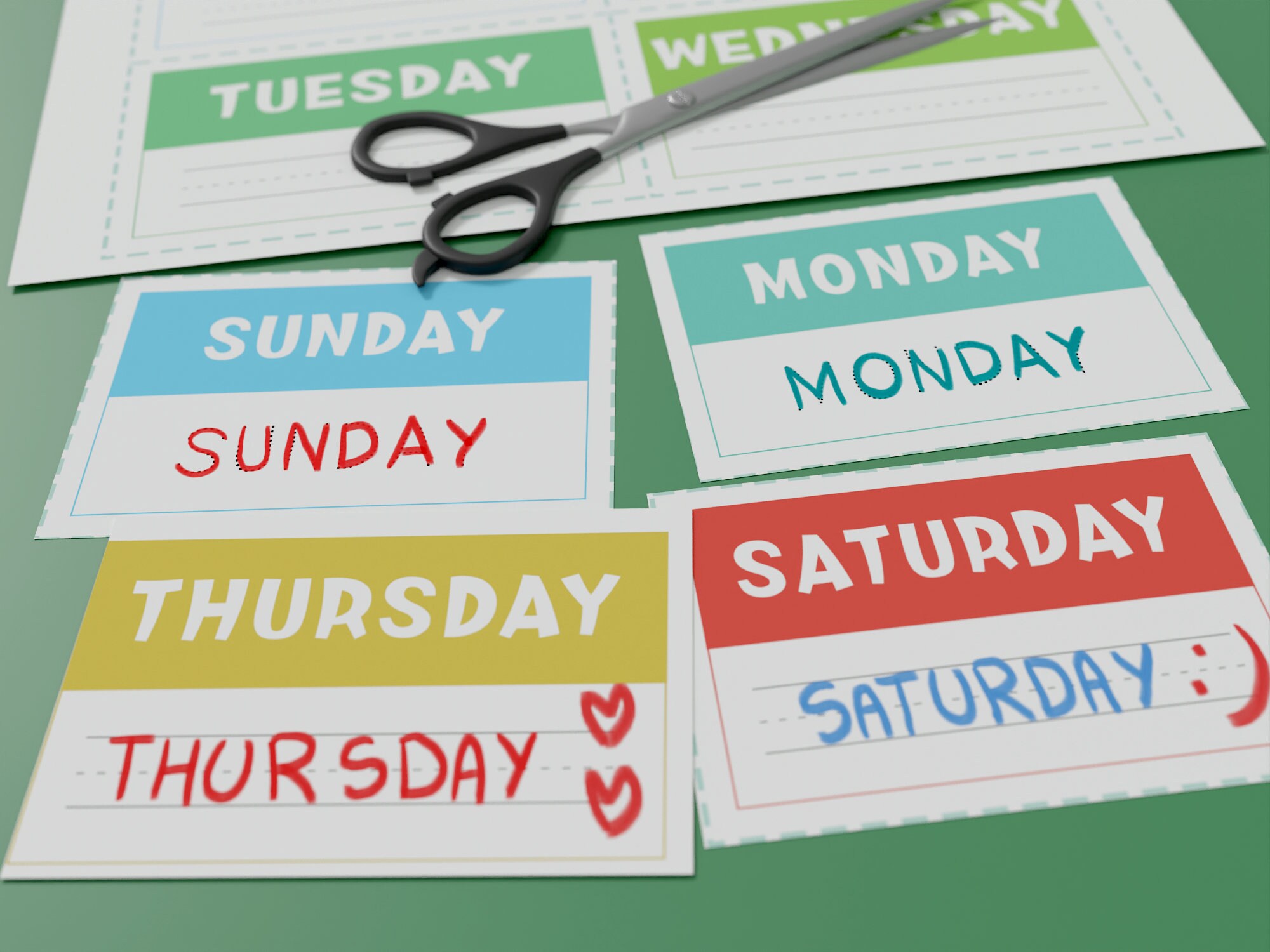 Days of the Week Flashcards Printable, Days of the Week, Match Days ...
