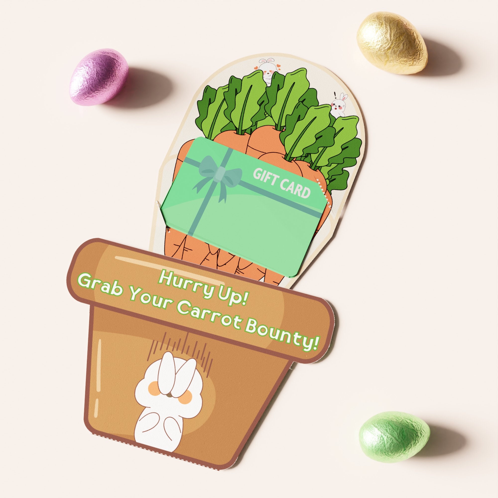 Easter Bunny Gift Card Holder Printable Foldable Card With Sweet Easter ...