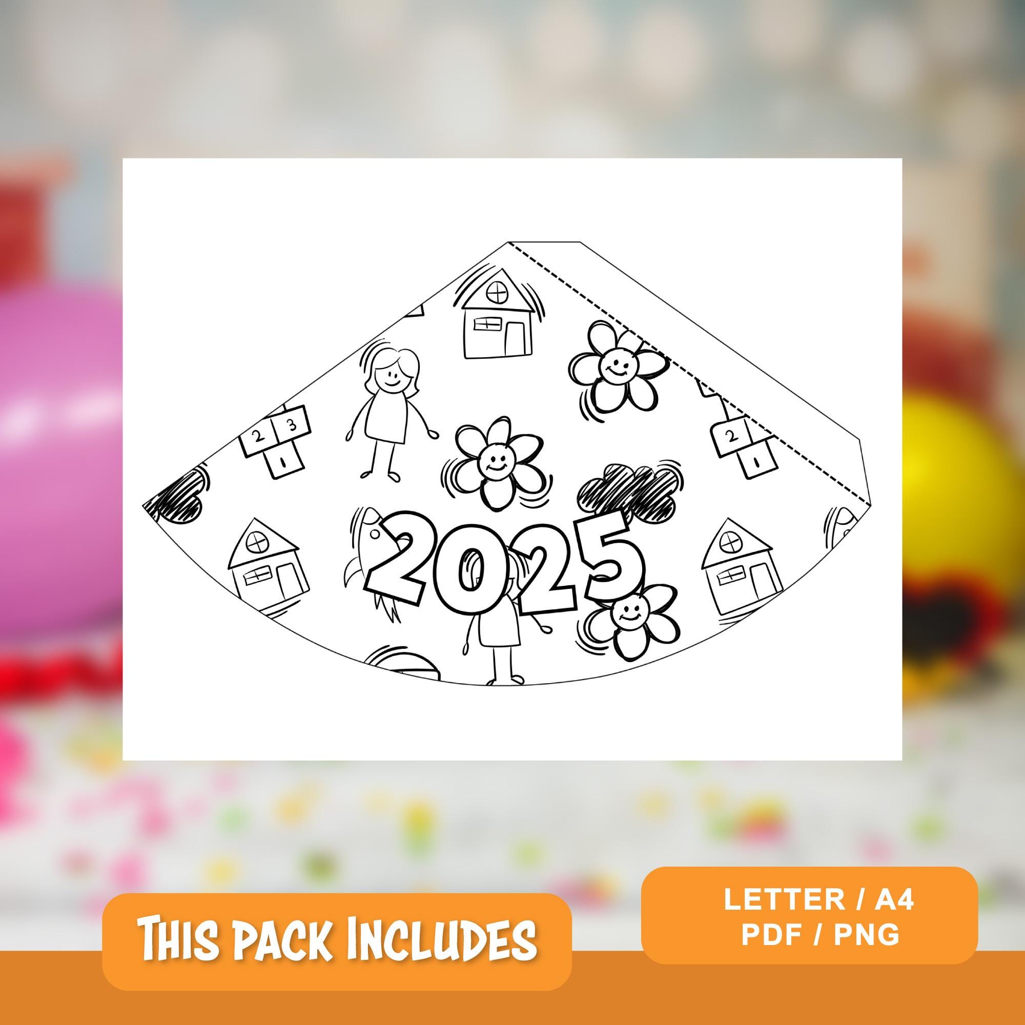 Coloring DIY Kids New Year's Eve Party Hat Printable Craft for ...