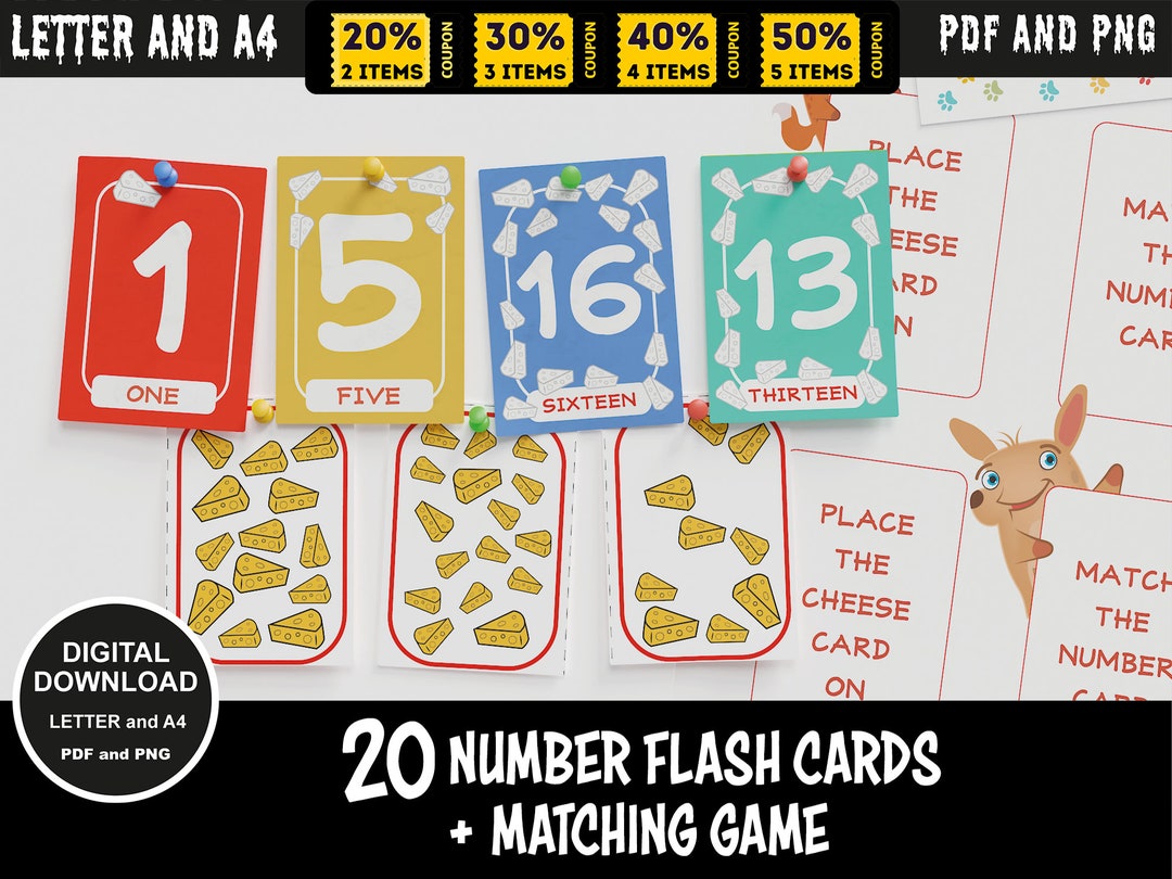 Number Flashcards Printable, Numbers 1-20, Mix and Match Math Cards ...