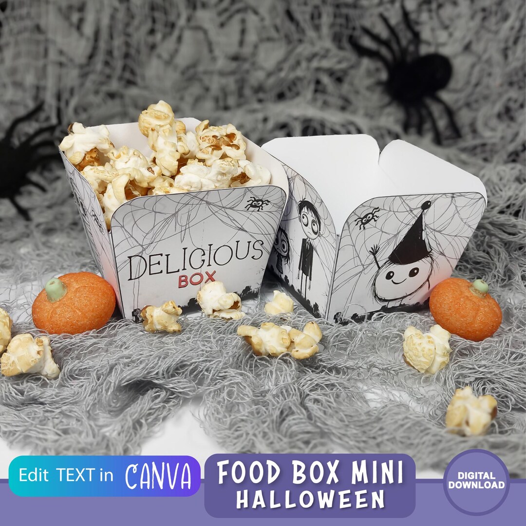 Editable Halloween Food Box Mini, Custom Food Box, Treats Box for Kids ...