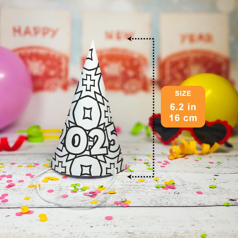 Coloring DIY Kids New Year's Eve Party Hat Printable Craft for ...