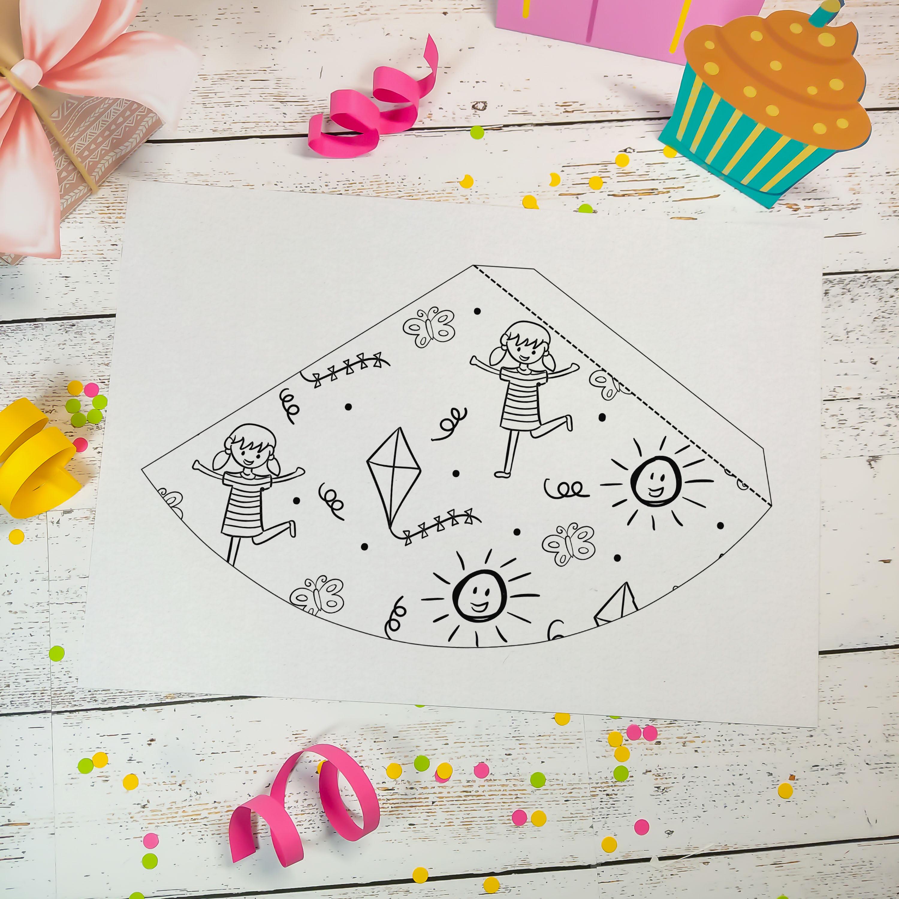 Coloring DIY Kids Party Hat, Printable Paper Hat for Coloring, Fun ...