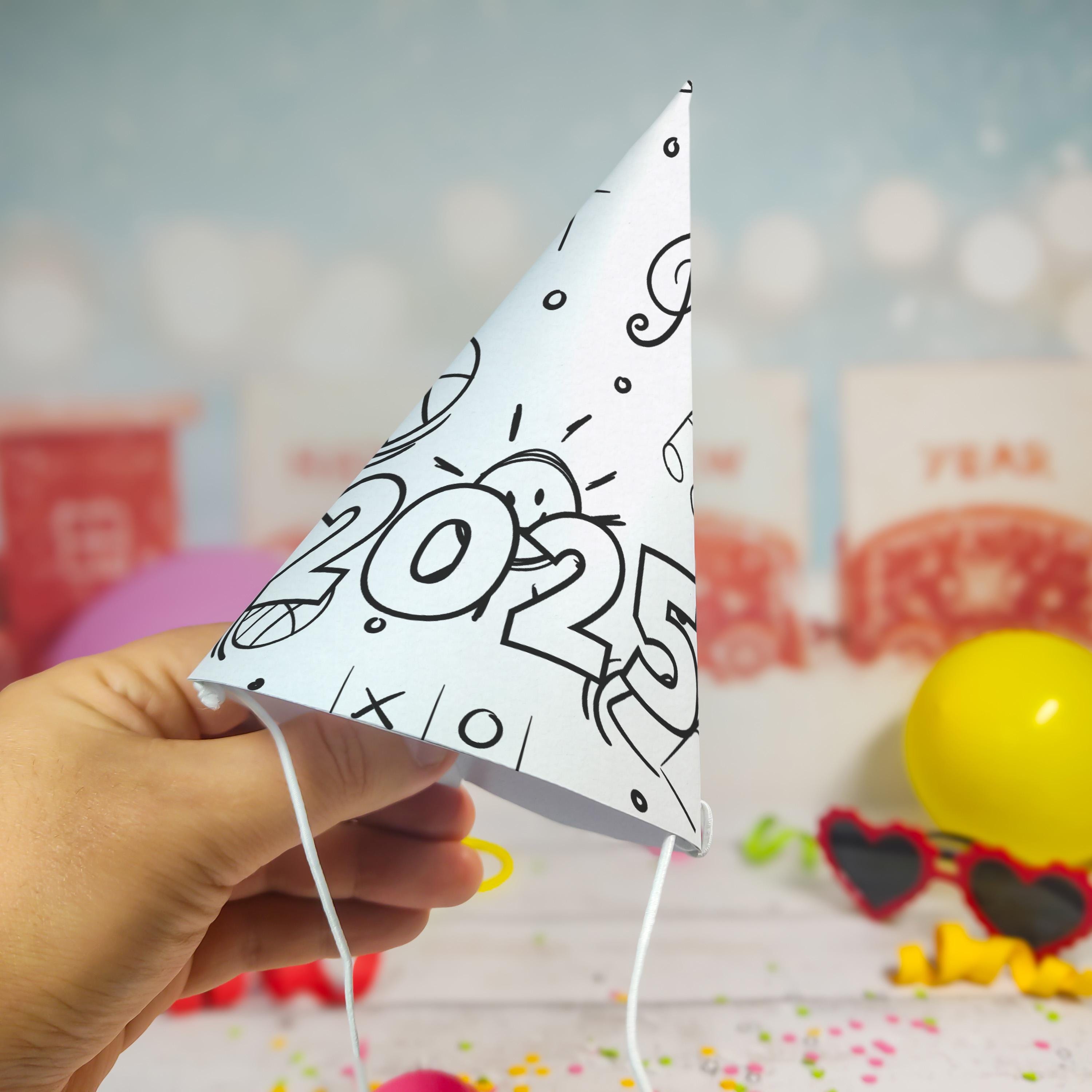 Coloring DIY Kids New Year's Eve Party Hat Printable Craft for ...
