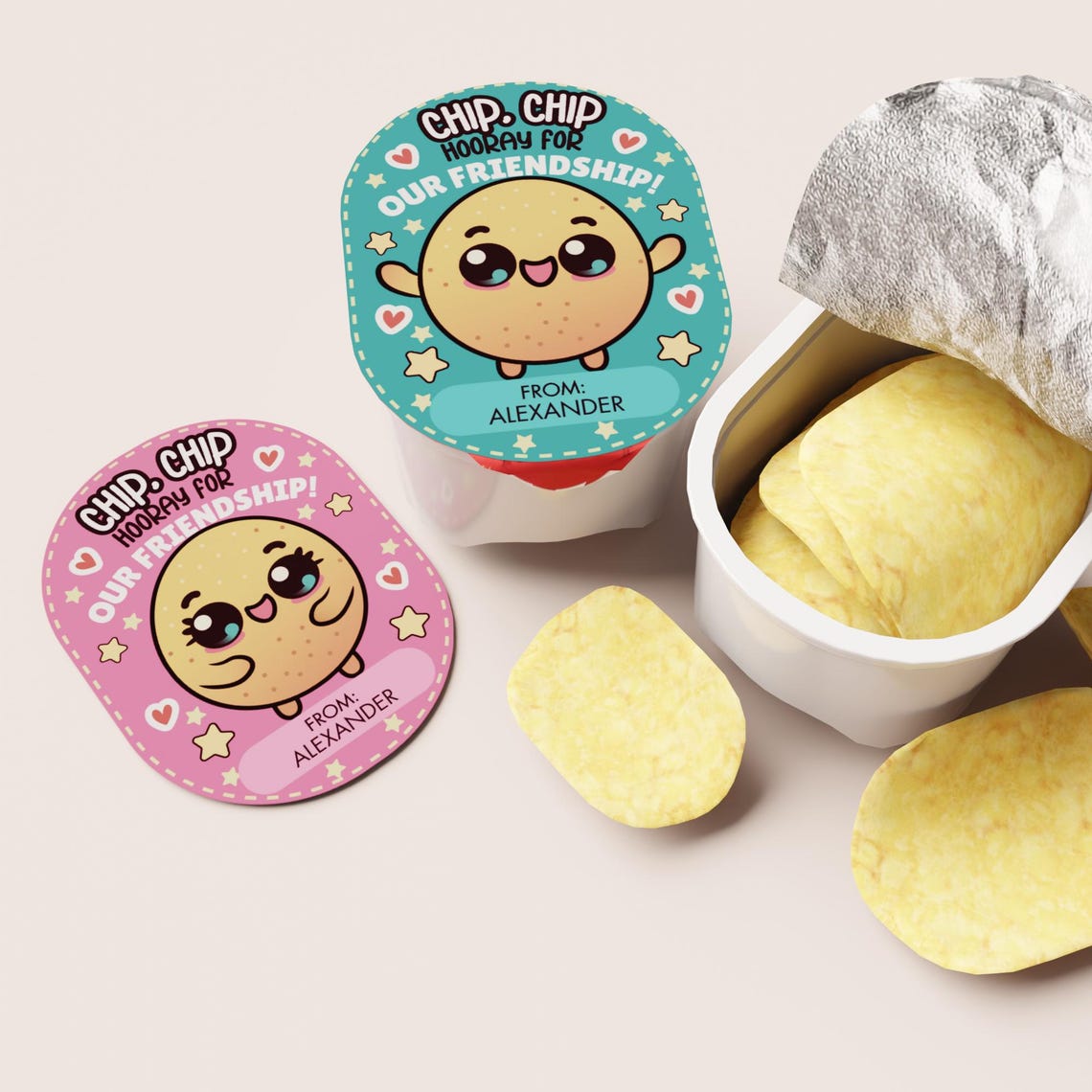 Printable Valentine Chip Snack Labels for Kids, Editable Pringles Tags ...