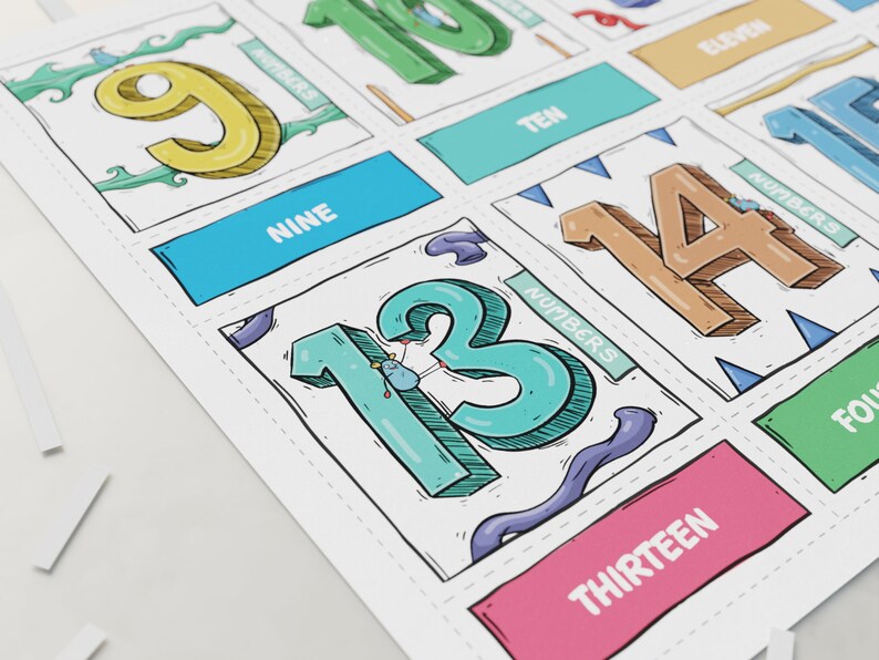 Printable Preschool Flashcards Numbers 1-30 Vibrant Colors Two Sets ...