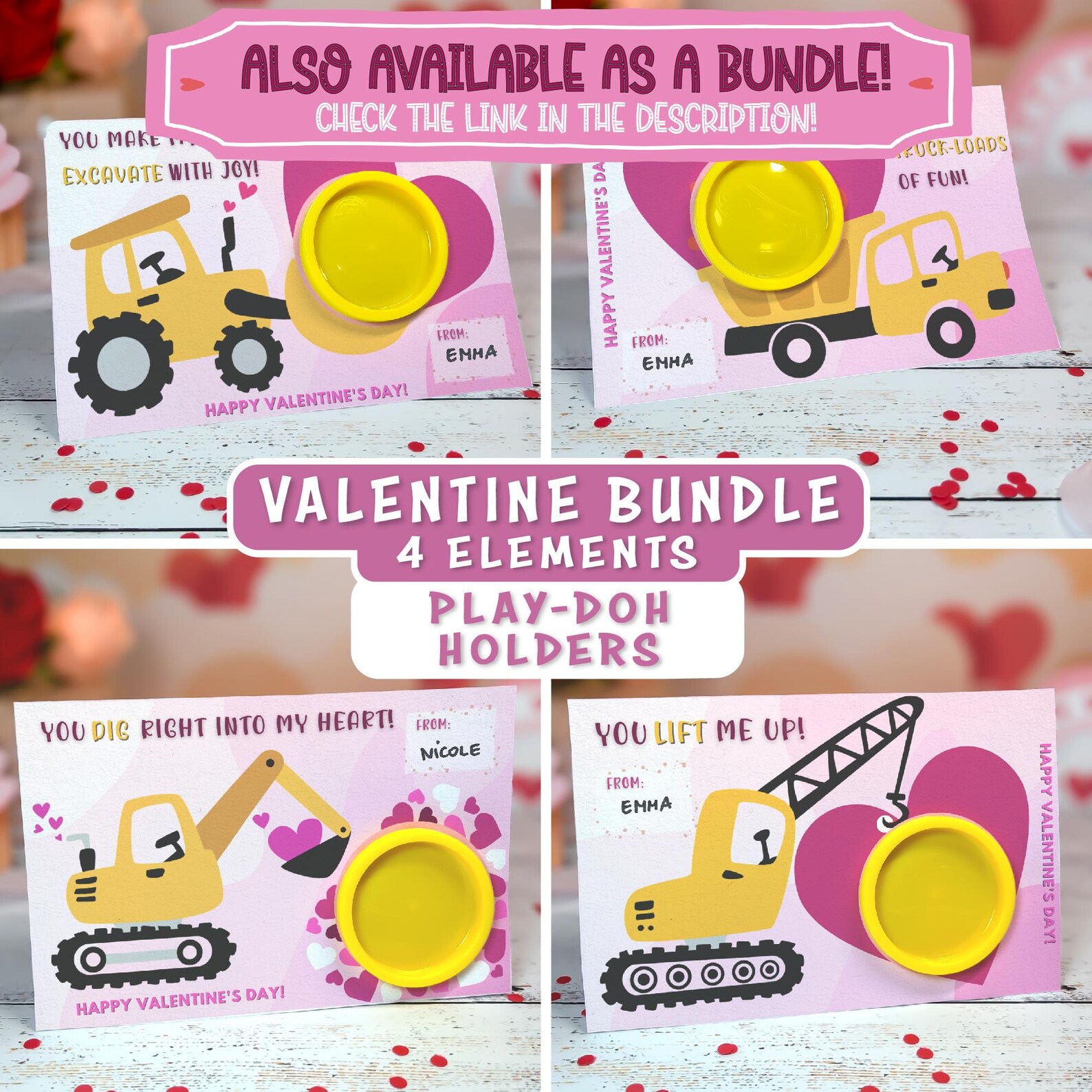Printable Play-doh Truck Valentine's Holder, Non-candy Classroom Gift ...