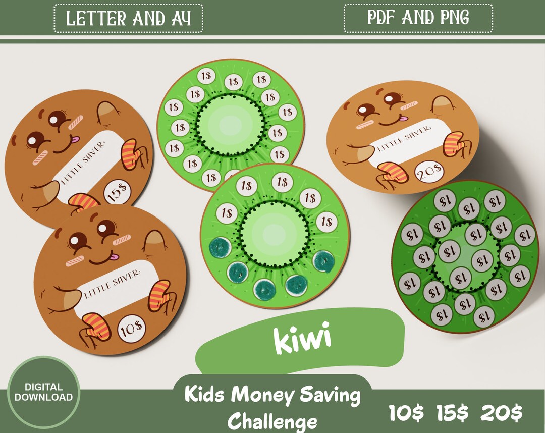 Kids' Money Saving Challenge Mini Savings Tracker Printables, Fun Kids ...
