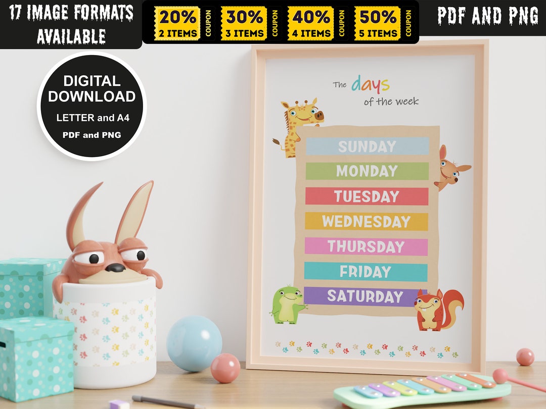 Días de la semana imprimibles, cartel de educación Montessori ...