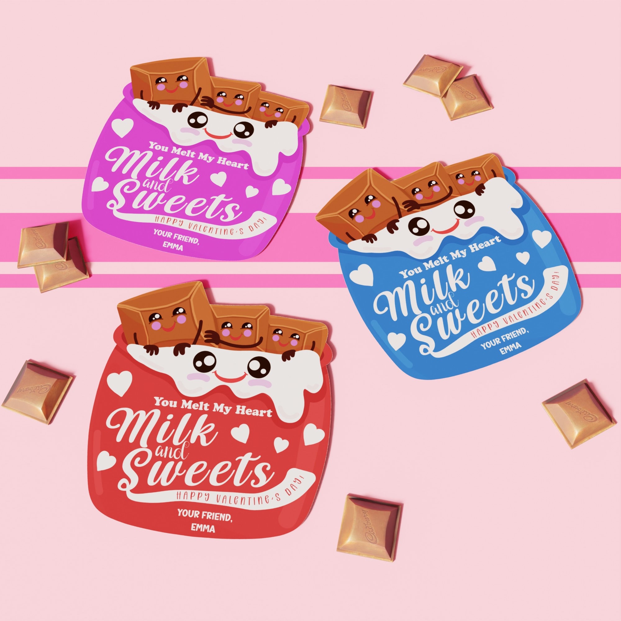 Customizable Choco-charms: Cadbury-inspired Valentine Printables for ...