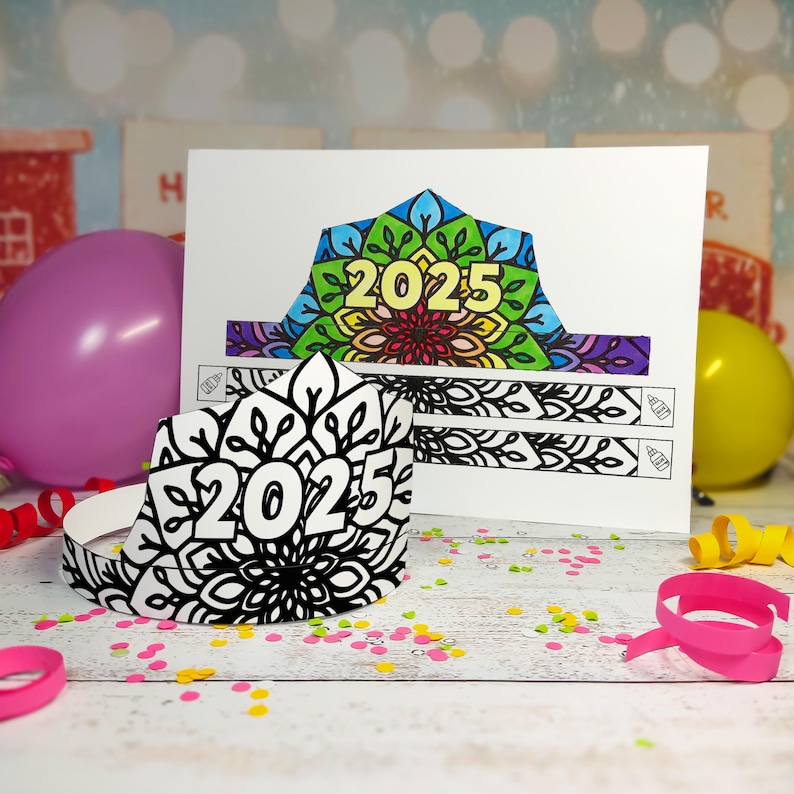 Coloring DIY Kids New Year's Eve Party Hat Printable Craft for ...