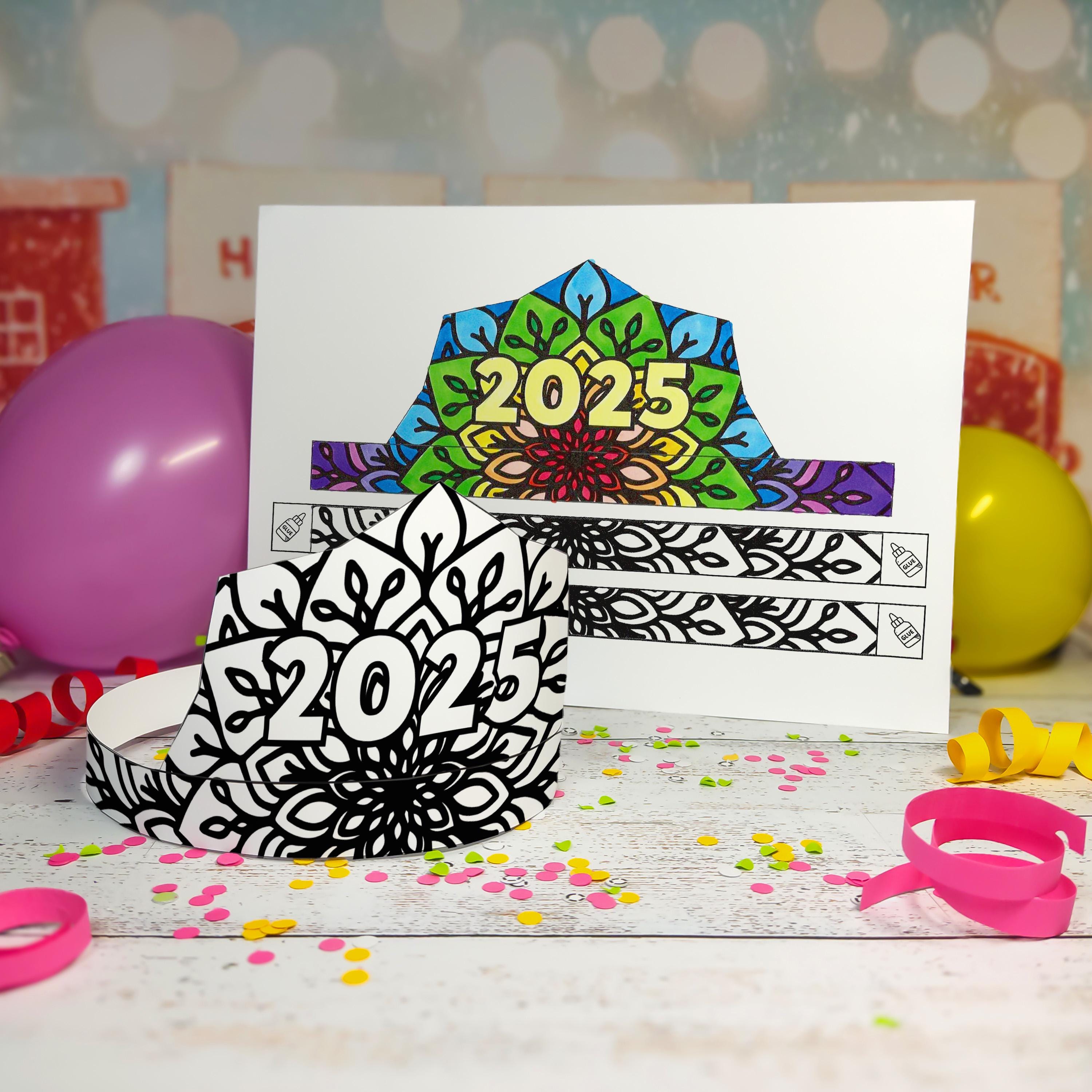 Coloring DIY Kids New Year's Eve Party Hat Printable Craft for ...