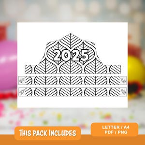 Coloring DIY Kids New Year's Eve Party Hat Printable Craft for ...