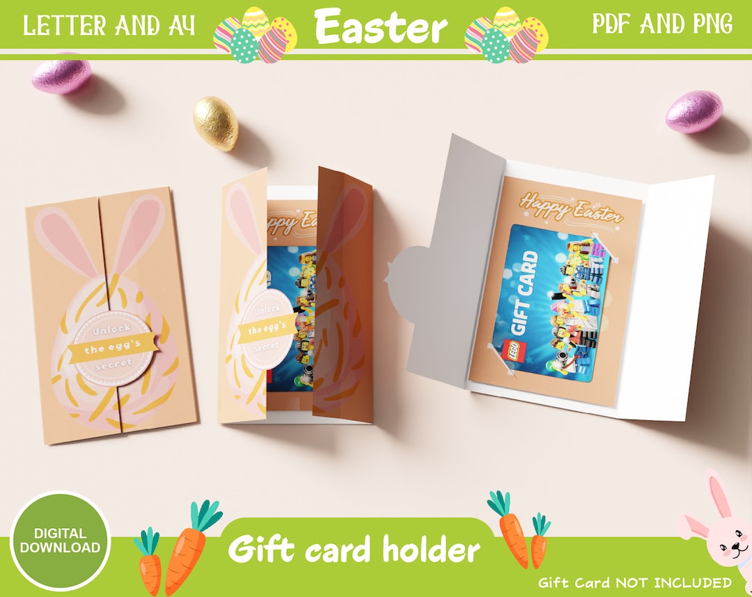 Easter Bunny Gift Card Holder Printable Foldable Card With Sweet Easter ...