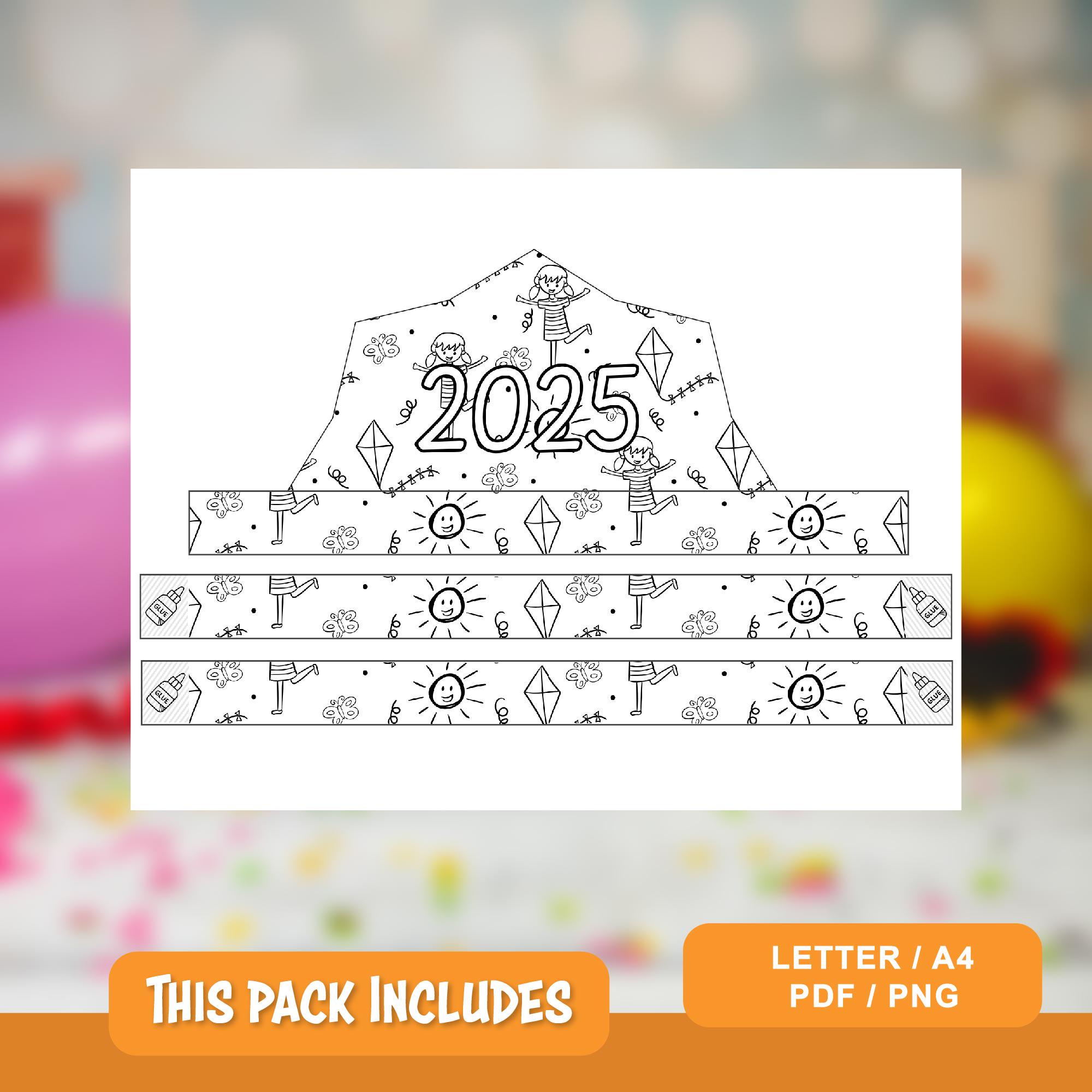 Coloring DIY Kids New Year's Eve Party Hat Printable Craft for ...