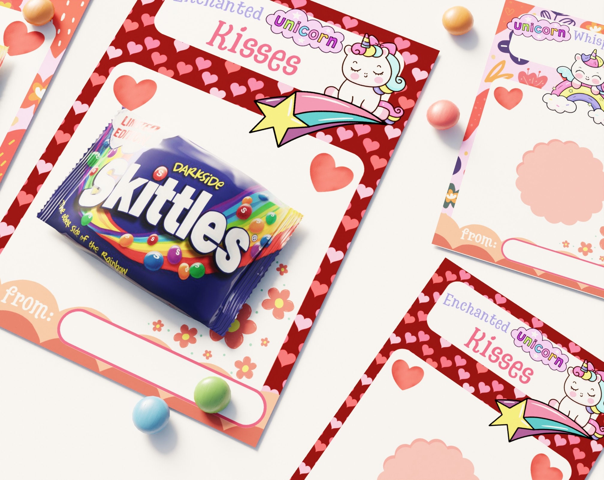 Sweet Rainbow Wishes Printable Skittles-themed Valentine's Cards, Share ...