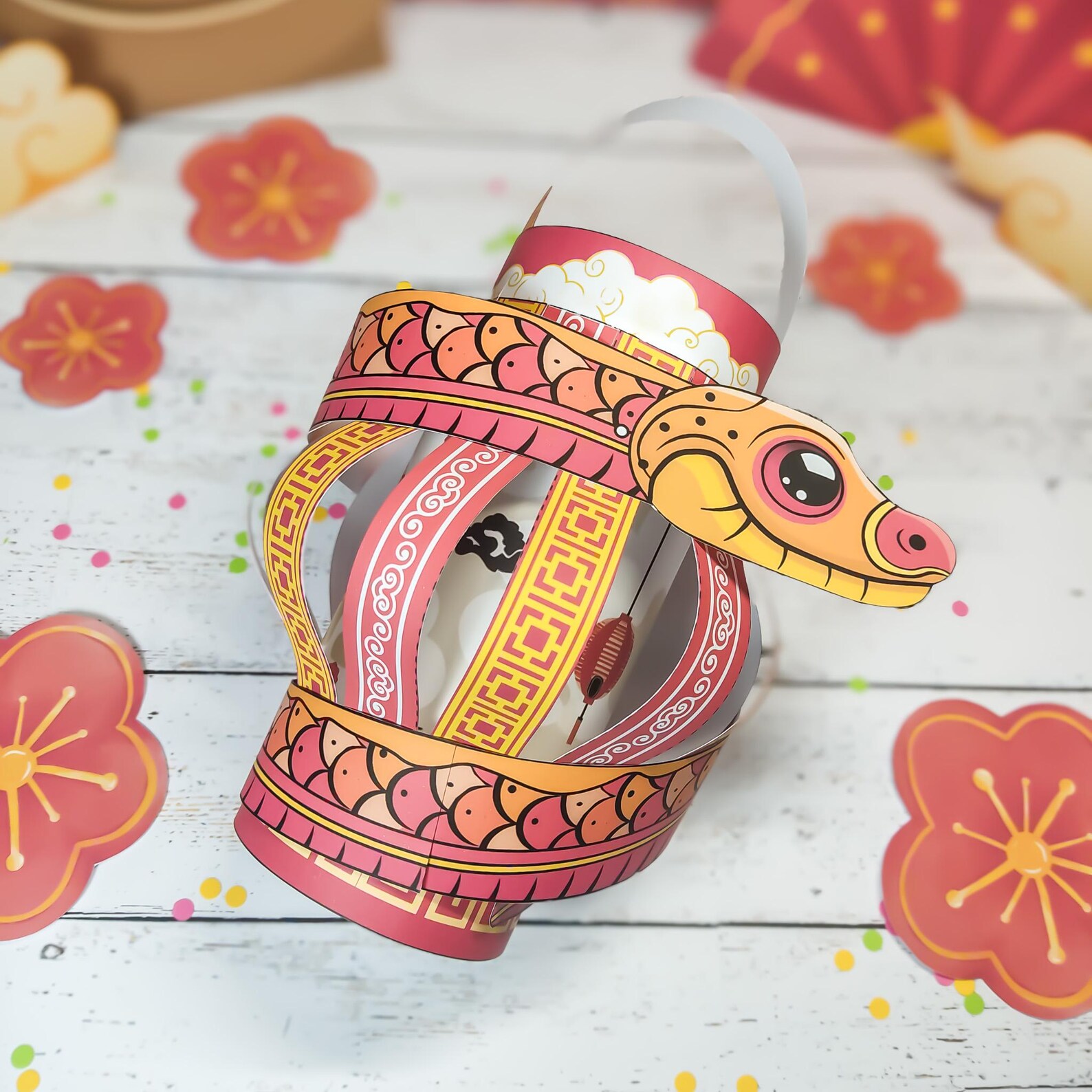 Printable Chinese New Year Paper Lantern Craft Kit, DIY Lantern for ...