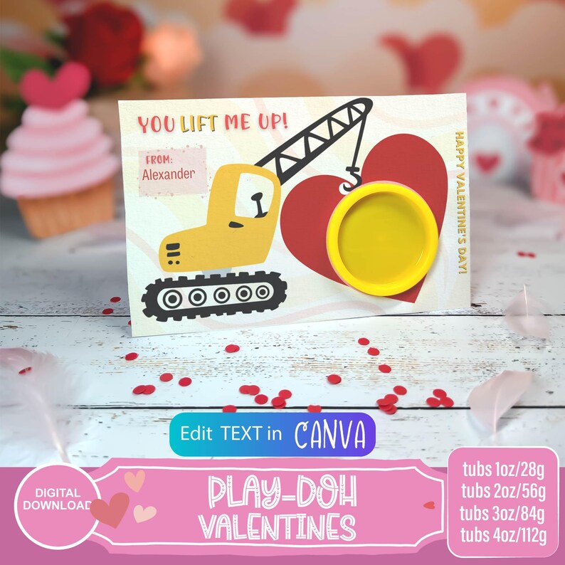 Editable Play-doh Truck Valentine's Holder, Non-candy Classroom Gift ...
